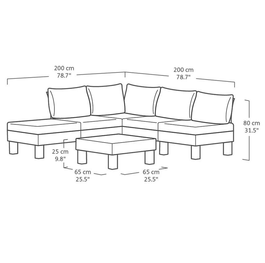 Keter, Elements 5 seater Modular set with Table. – minshulls